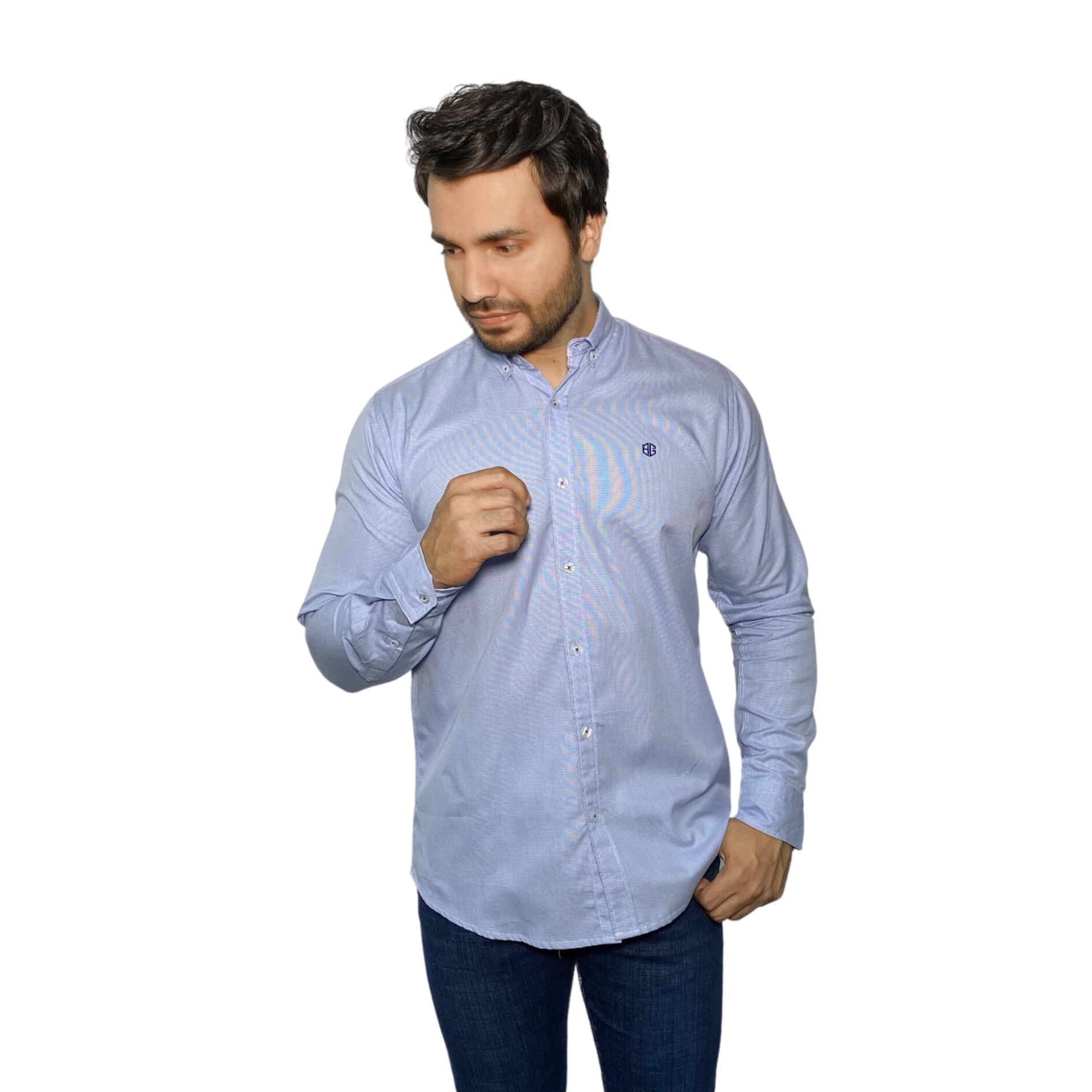 Benjamin George Men’s Long Sleeve Shirt Vivid Blue | Quickee