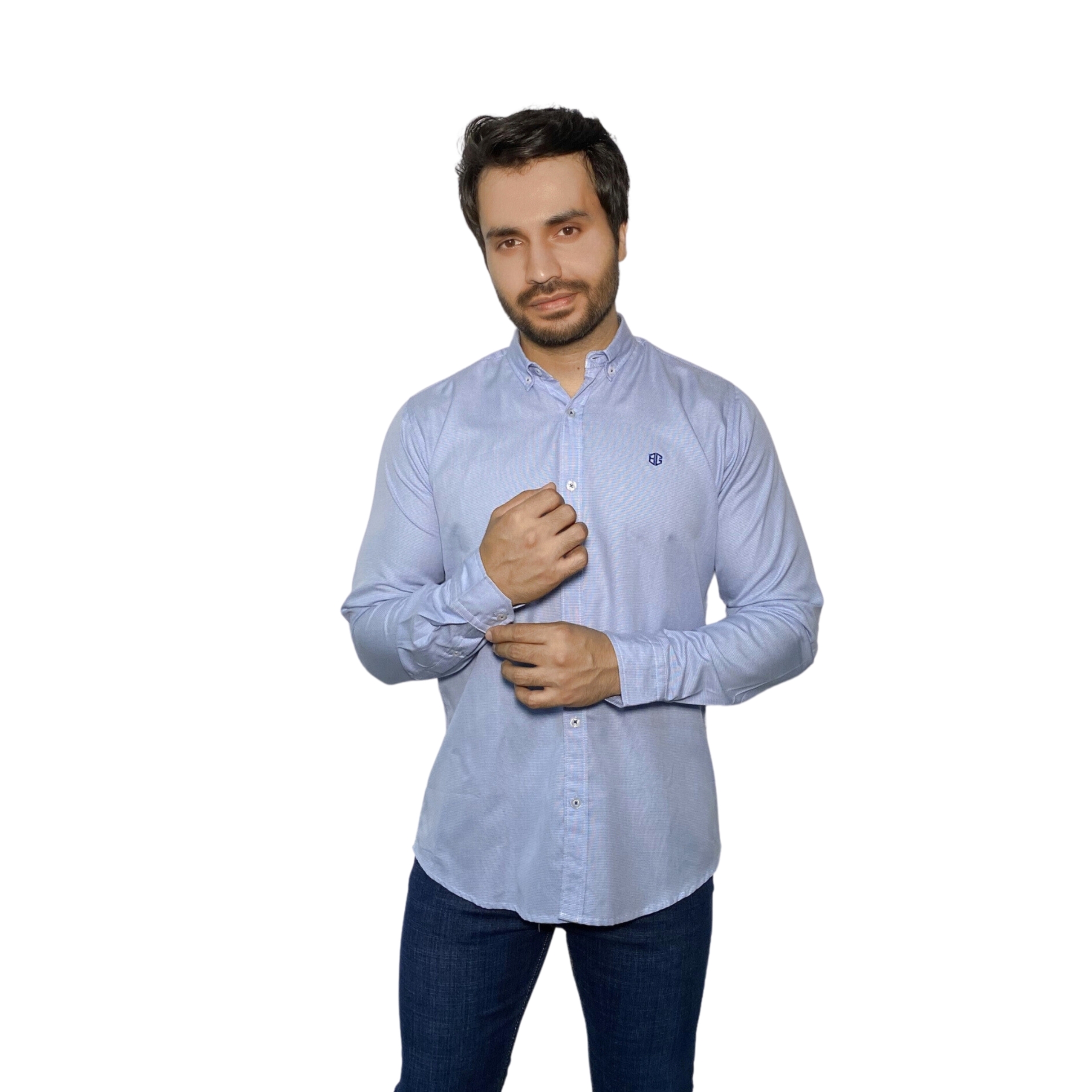 Benjamin George Men’s Long Sleeve Shirt Vivid Blue | Quickee